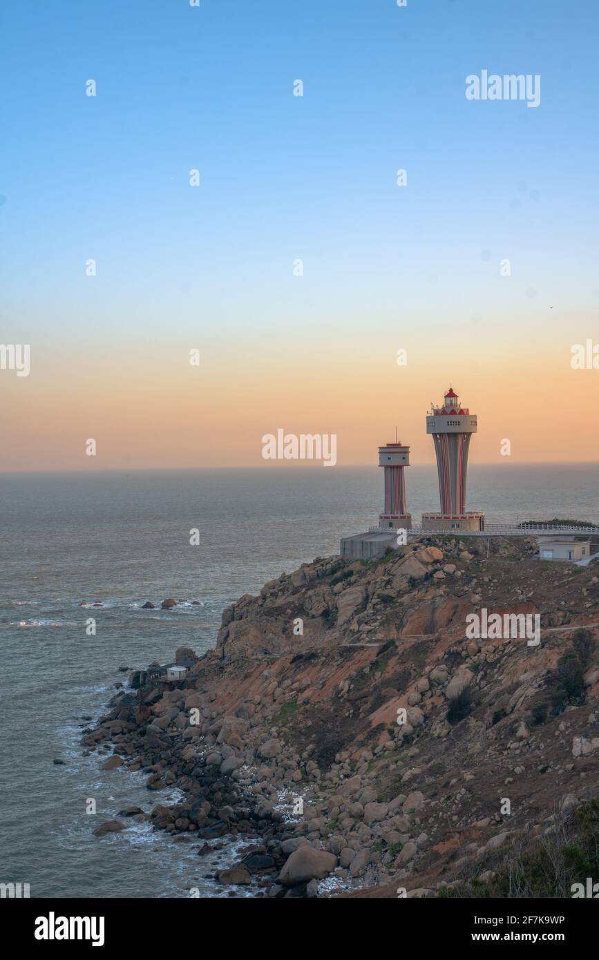 The lighthouse at the coast of Nan'ao island, in Guangdong province ...