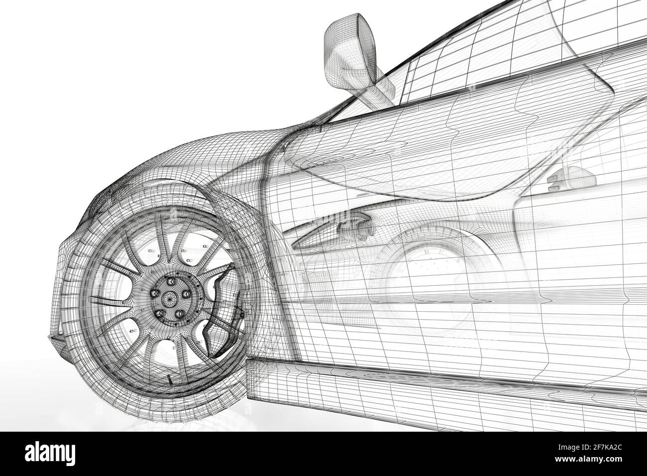 Car vehicle 3d blueprint model on a white background. 3d rendered image ...