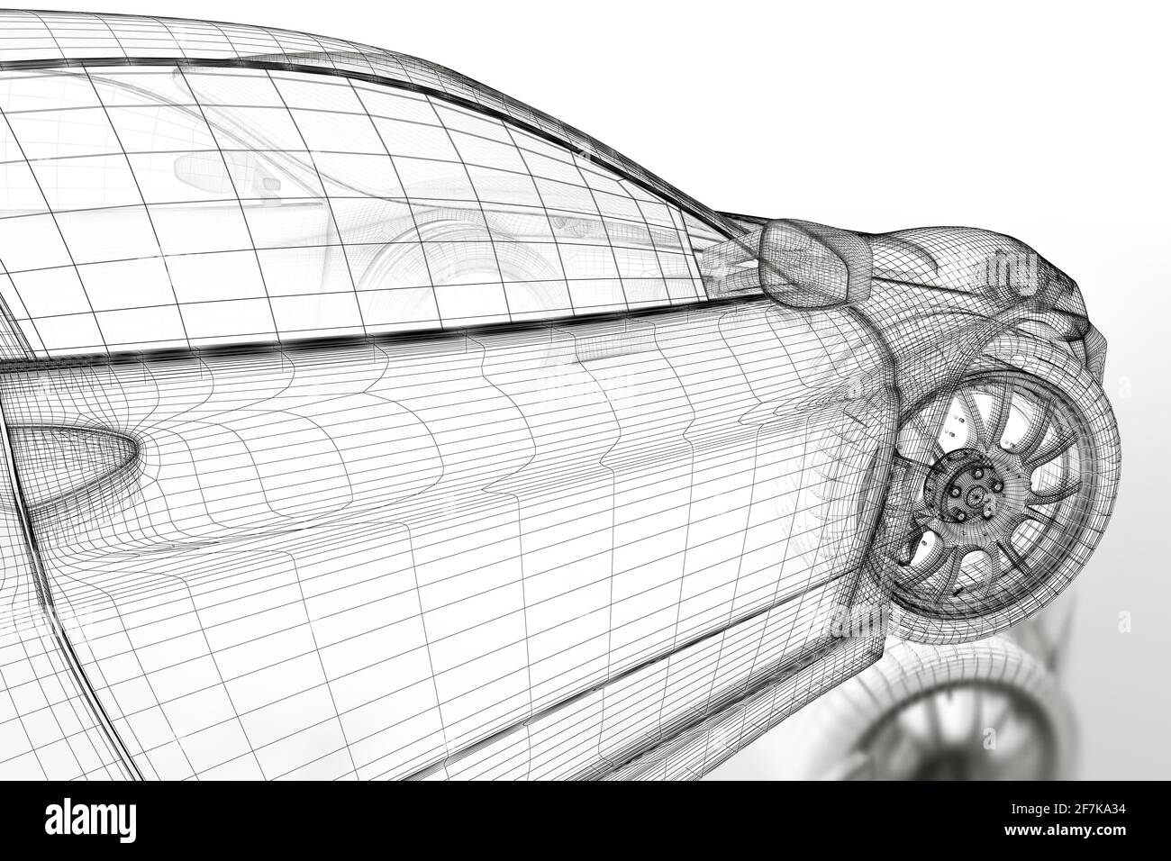 Car vehicle 3d blueprint model on a white background. 3d rendered image ...