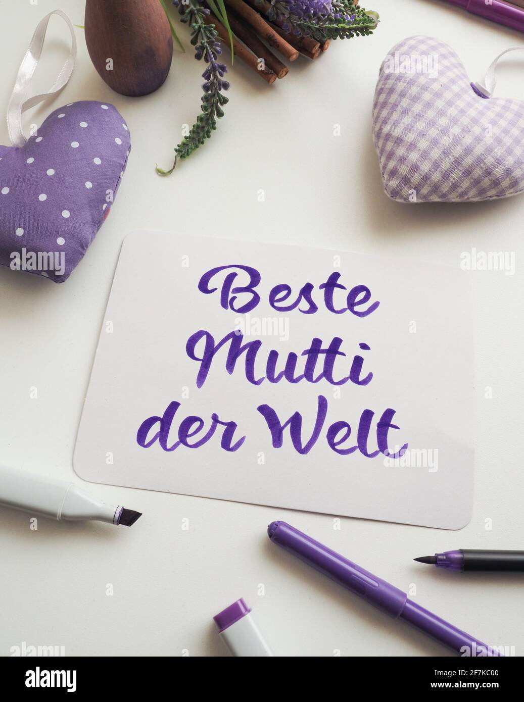 German words Best mom of the world as brush lettering on a mother's day ...