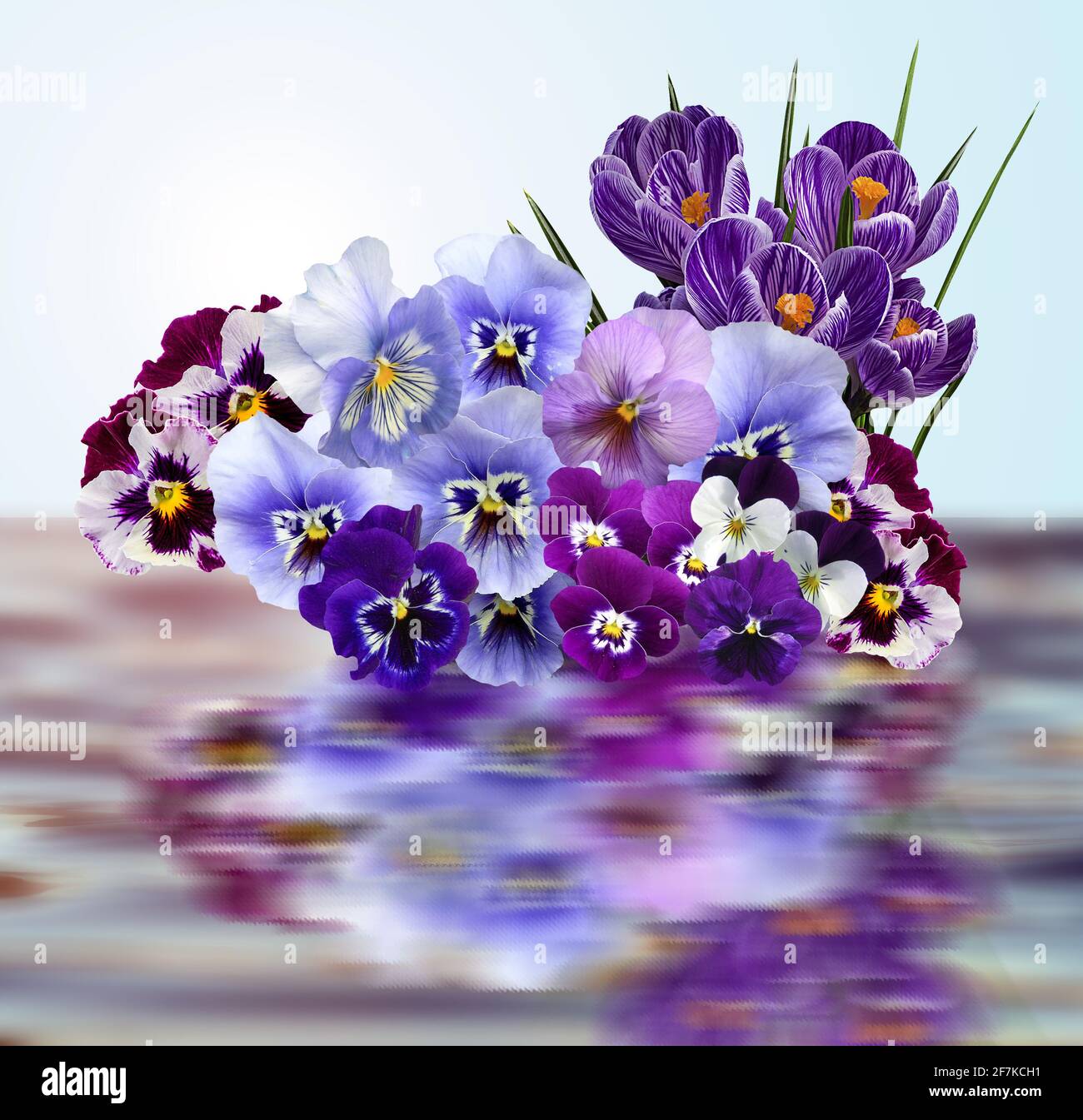 Flowers and nature spring bokeh background reflection in water Stock ...