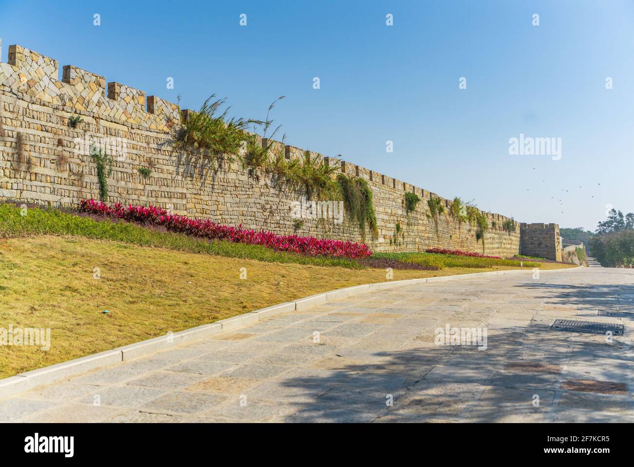 The ancient city wall at Chongwu old town, in Quanzhou, China Stock ...