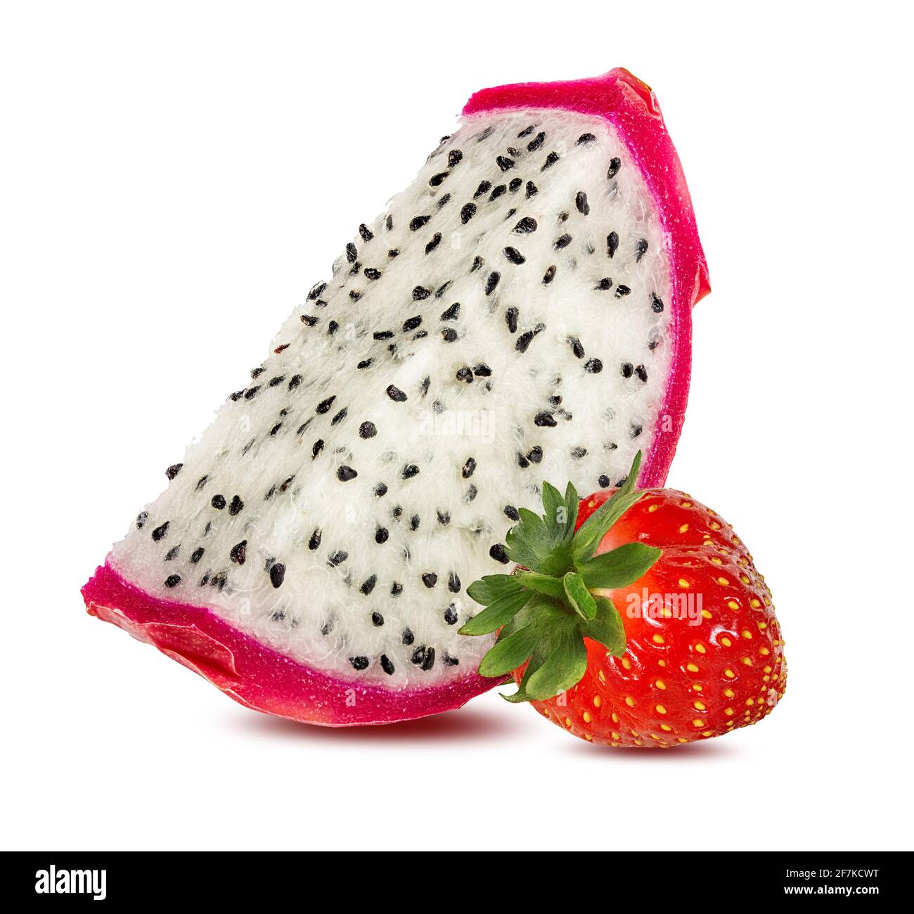 strawberry and dragon fruit isolated on white background Stock Photo ...