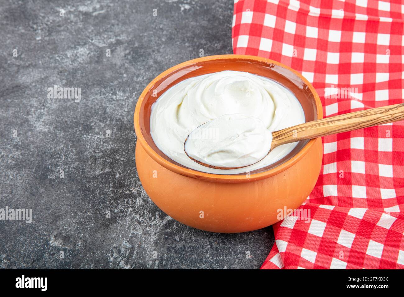 Turkish and Greek traditional dairy food yogurt or strained yogurt in ...