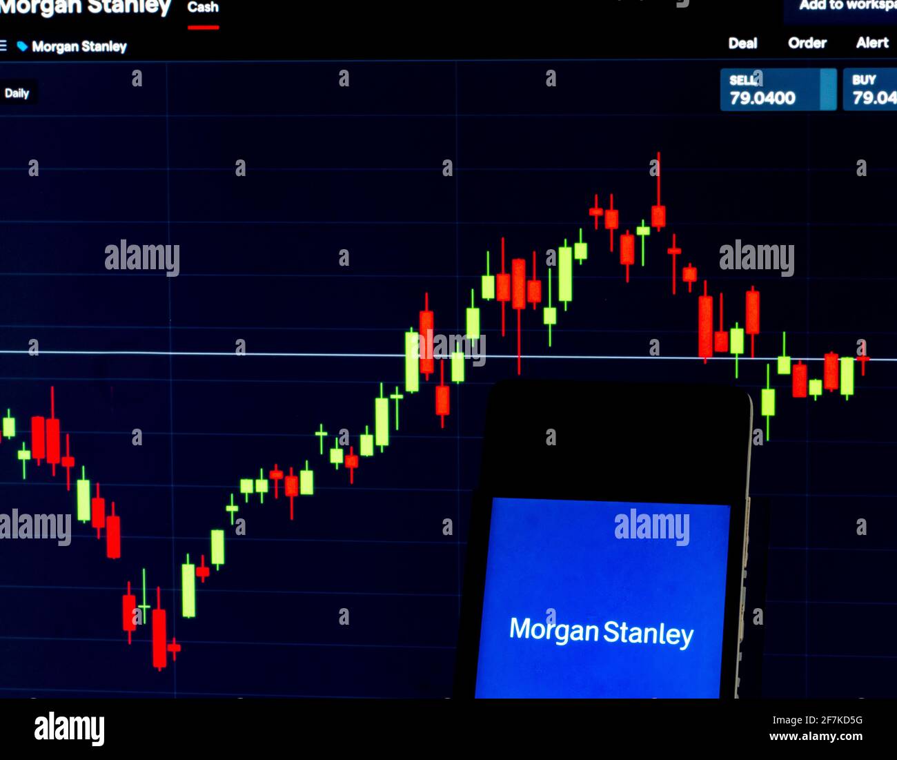 In this photo illustration, Morgan Stanley logo seen displayed on a ...