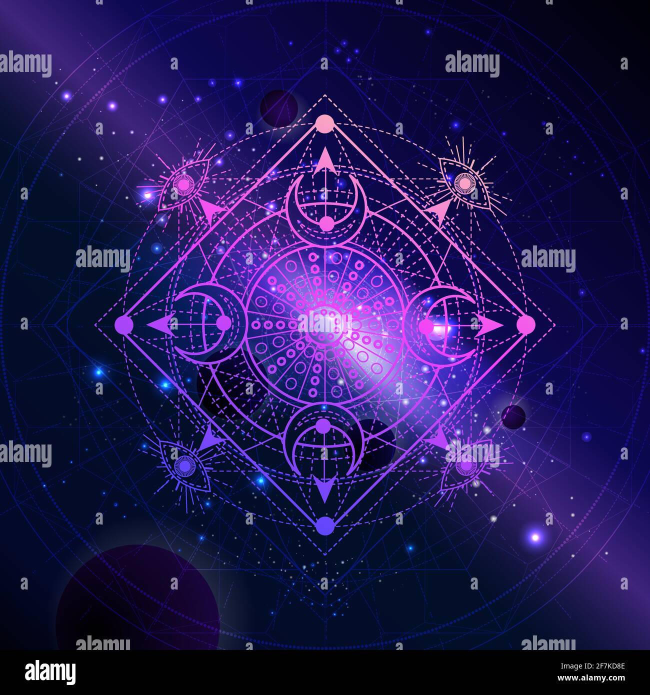 Vector illustration of Sacred geometric symbol against the space ...
