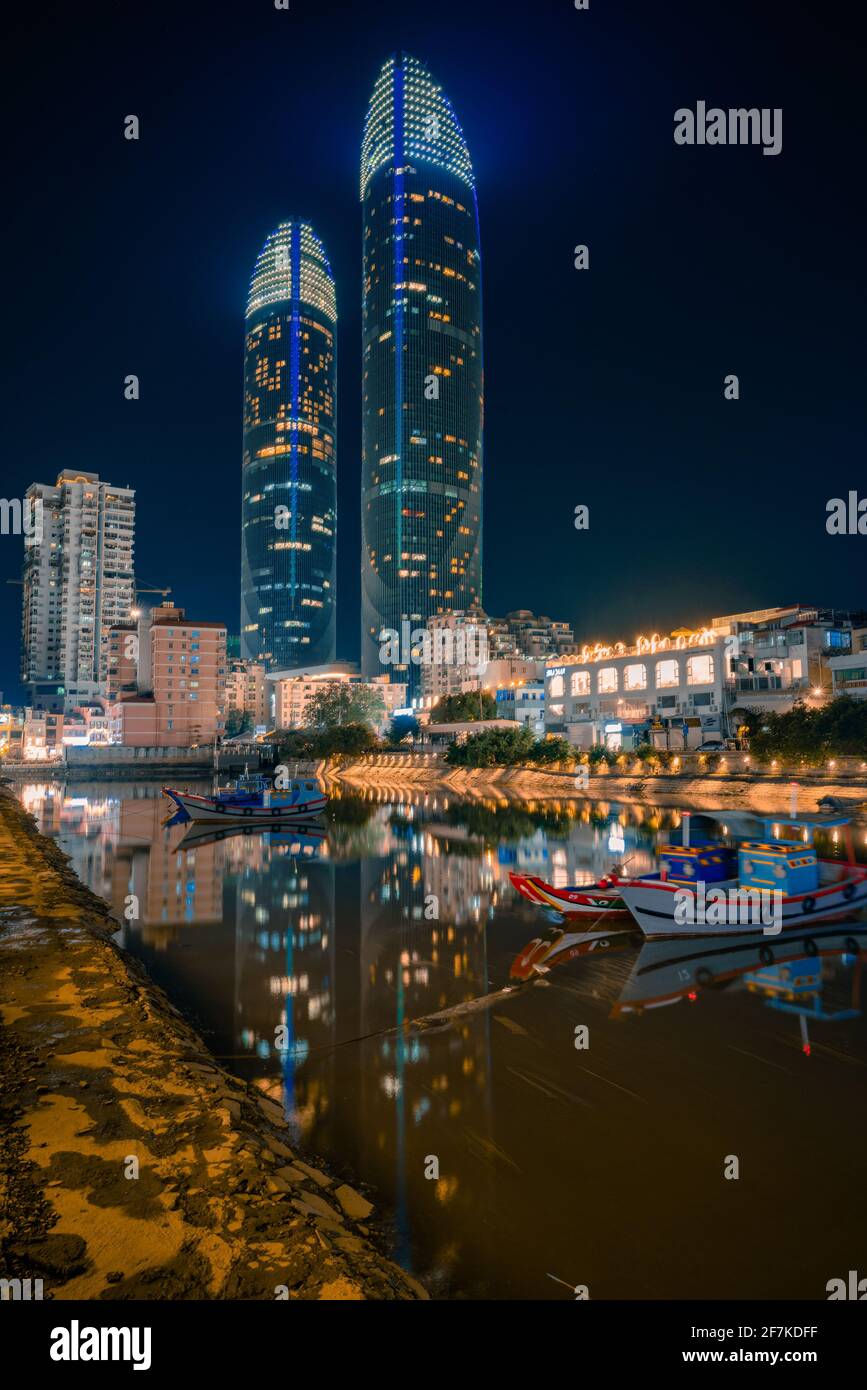 Shapowei, the historic landmark in Xiamen, China, at night Stock Photo ...