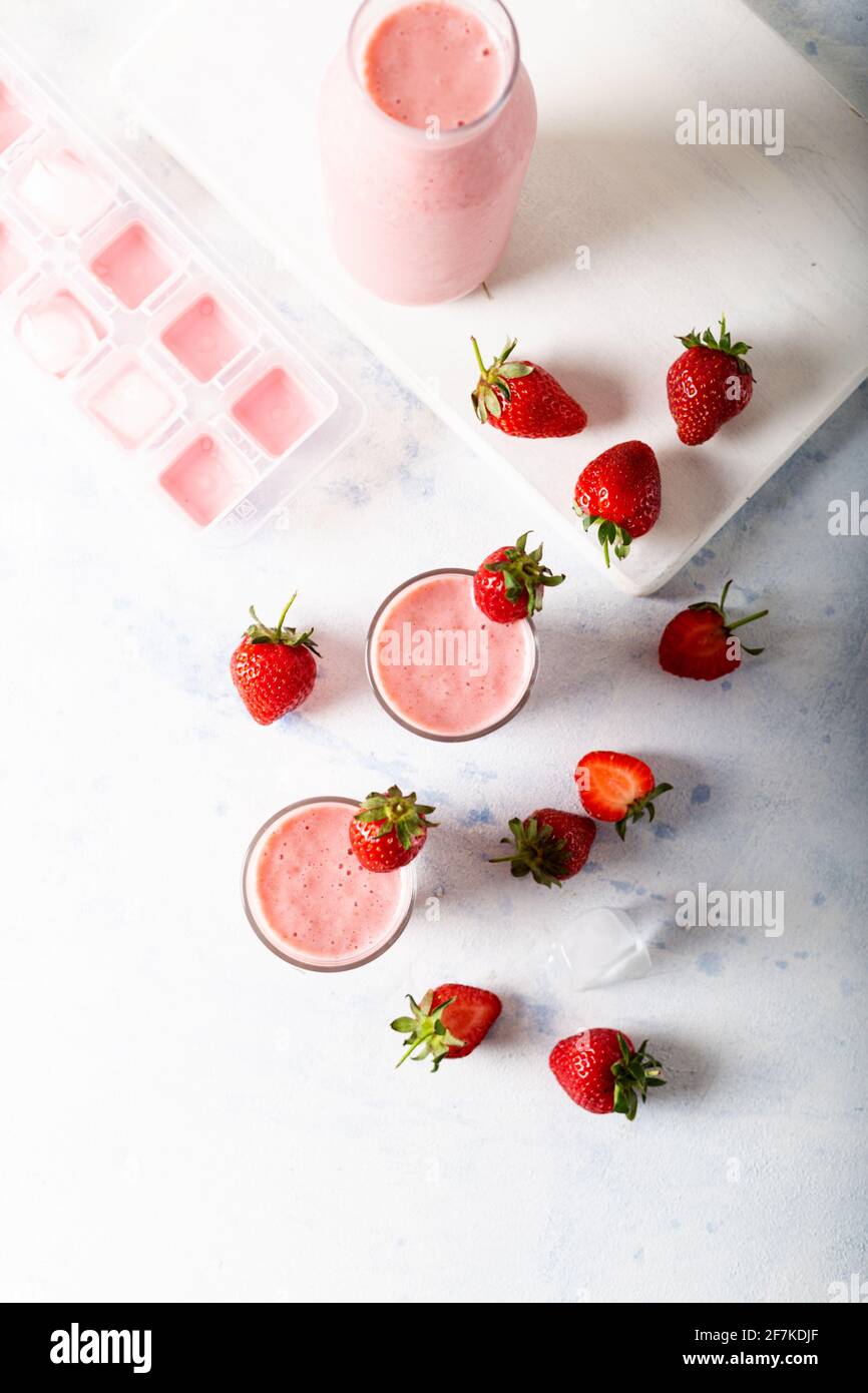 Fresh strawberries milkshake on hi-res stock photography and images - Alamy