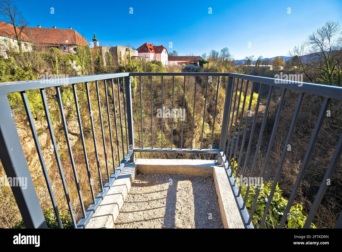 Town of Ogulin and Dobra river canyon abyss view, landscape of central ...