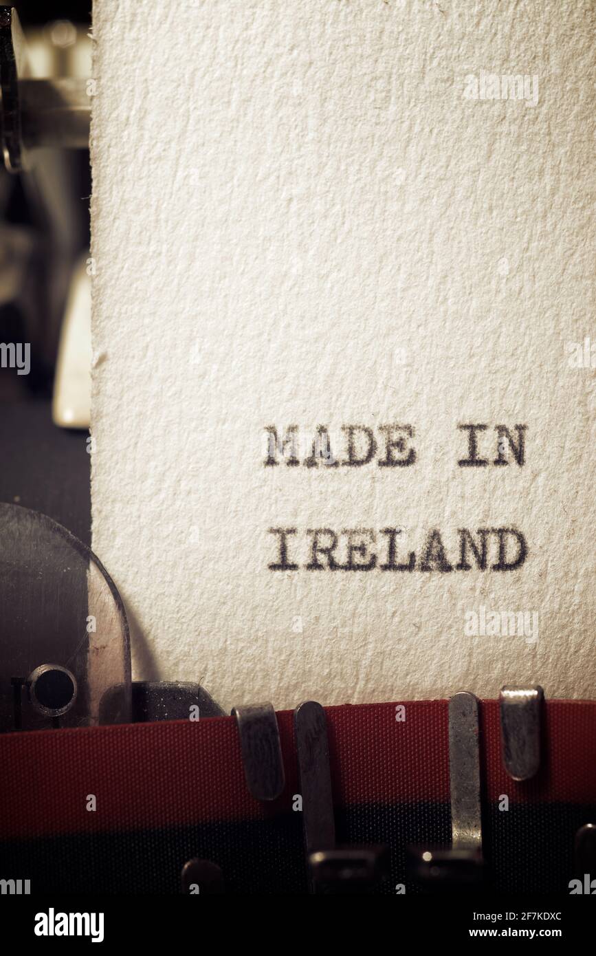 The sentence, made in Ireland, written with a typewriter Stock Photo ...