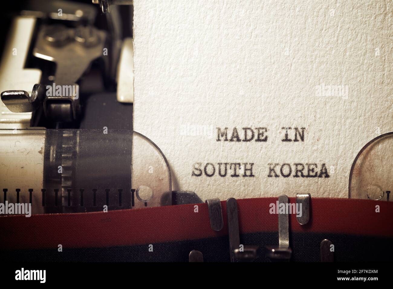 The sentence, Made in South Korea, written with a typewriter Stock ...