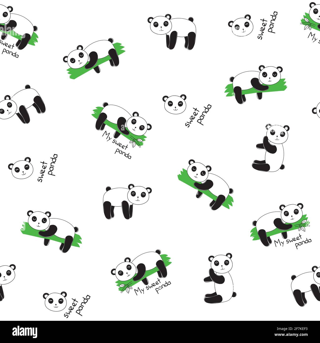 vector cartoon style cute panda seamless pattern Stock Vector Image ...