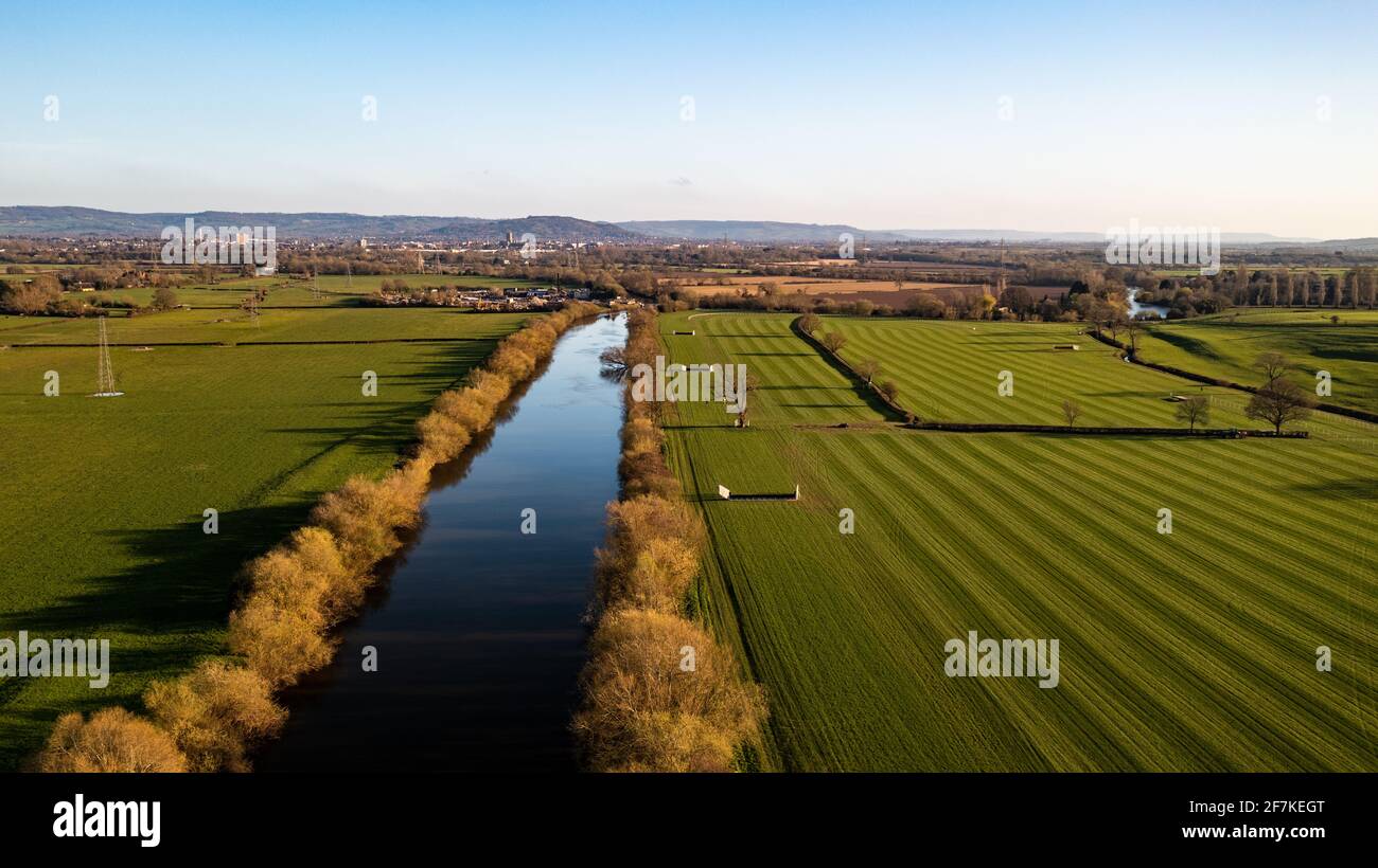 Aerial View of Maisemore fields near river Severn Stock Photo - Alamy