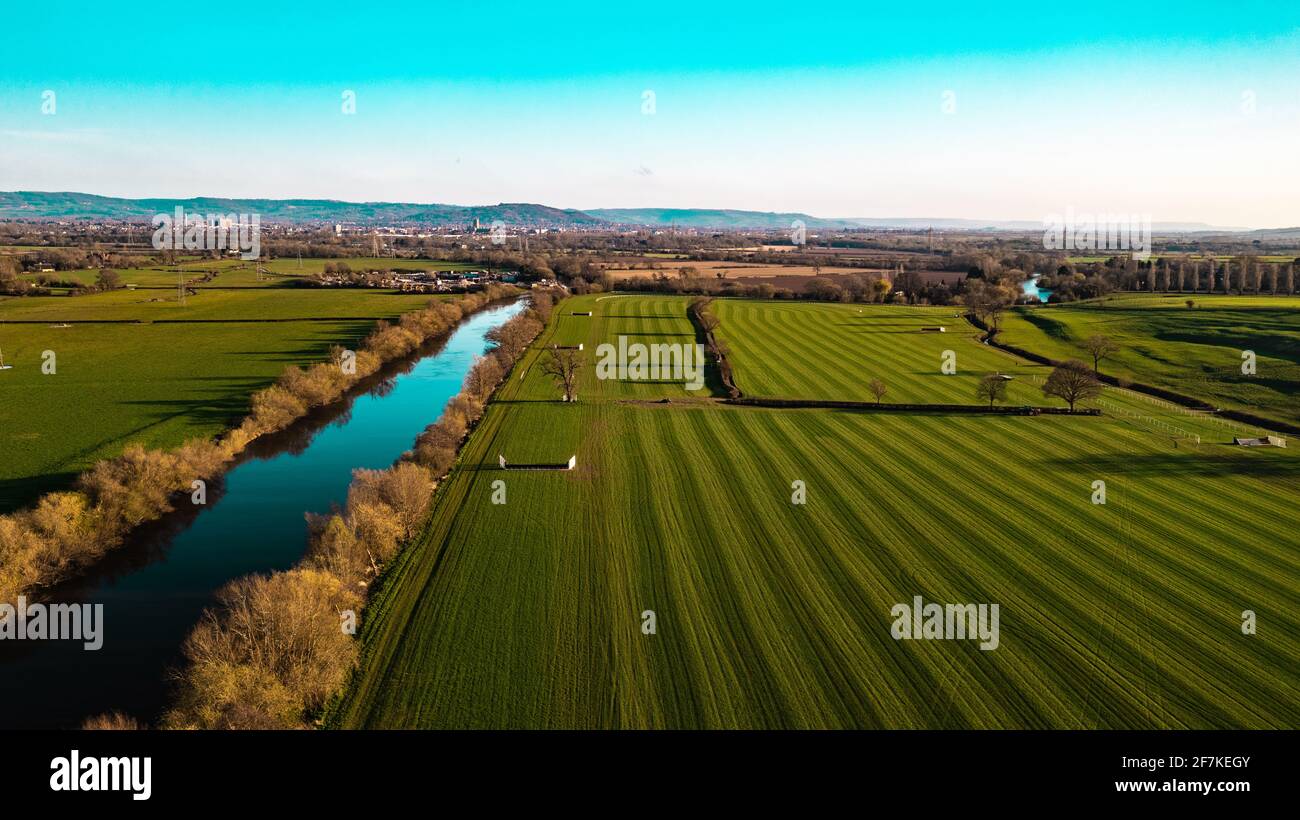 Aerial View of Maisemore fields near river Severn Stock Photo - Alamy