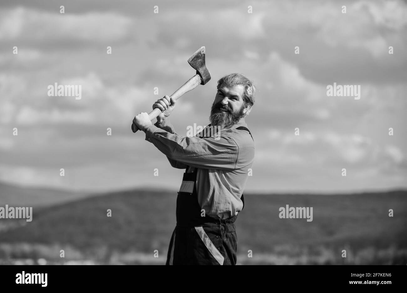 Woodcutter with an ax Black and White Stock Photos & Images - Alamy