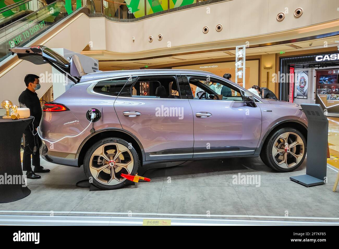 SHANGHAI, CHINA - APRIL 8, 2021 - A Denza Tengse X car is displayed at ...