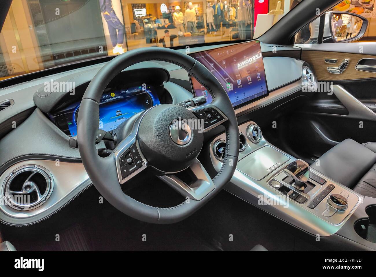 SHANGHAI, CHINA - APRIL 8, 2021 - A Denza Tengse X car is displayed at ...