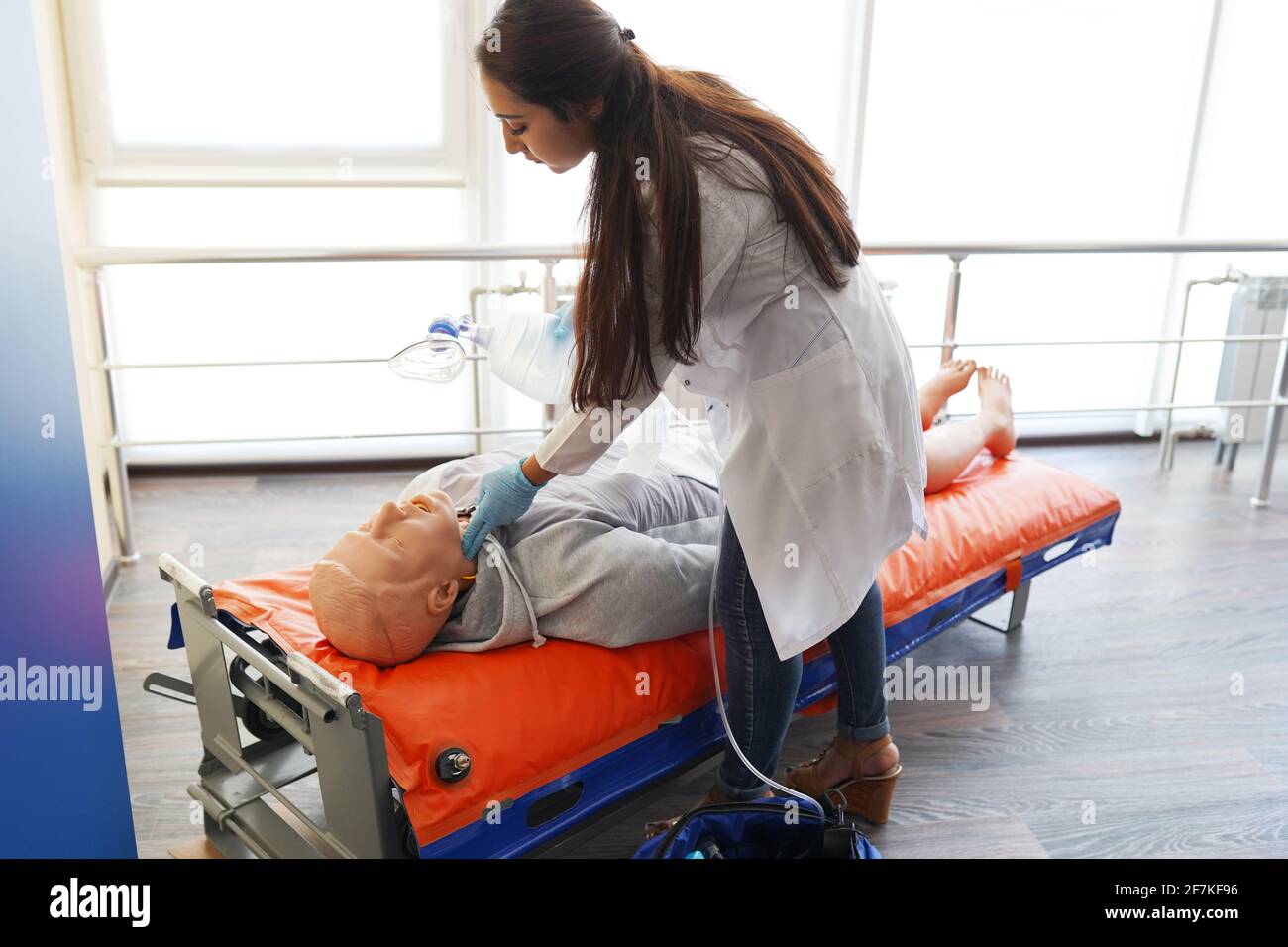 Nursing student learning how to rescue the patients in emergency. CPR ...