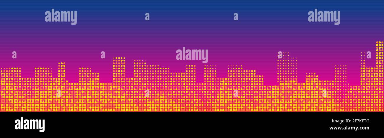Night city lights abstract cityline horizontal vector background ...