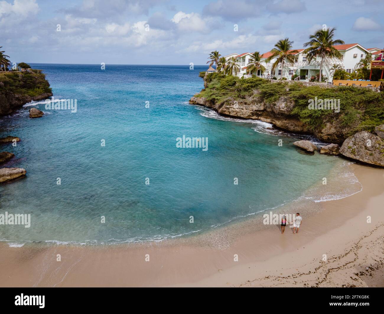 Playa Lagun Beach Cliff Curacao, beautiful tropical bay with white sand ...