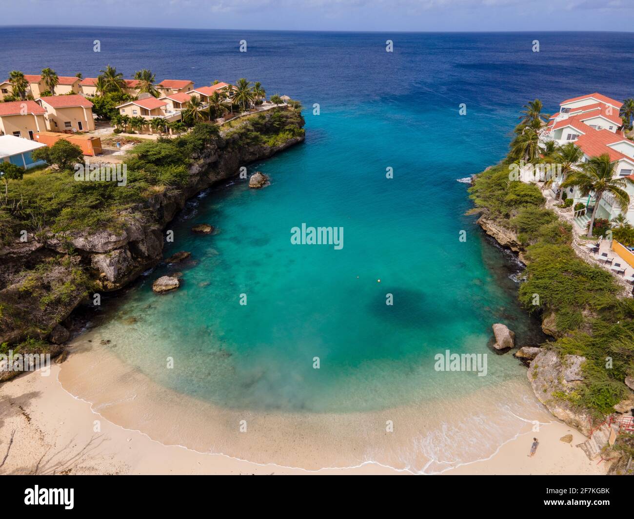 Playa Lagun Beach Cliff Curacao Beautiful Tropical Bay With White Sand
