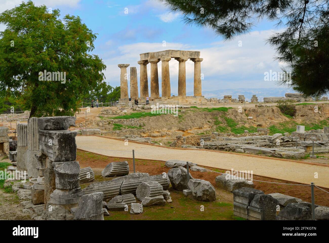 ruins of ancient Corinth, temple of Apollo,Greece, Europe Stock Photo ...