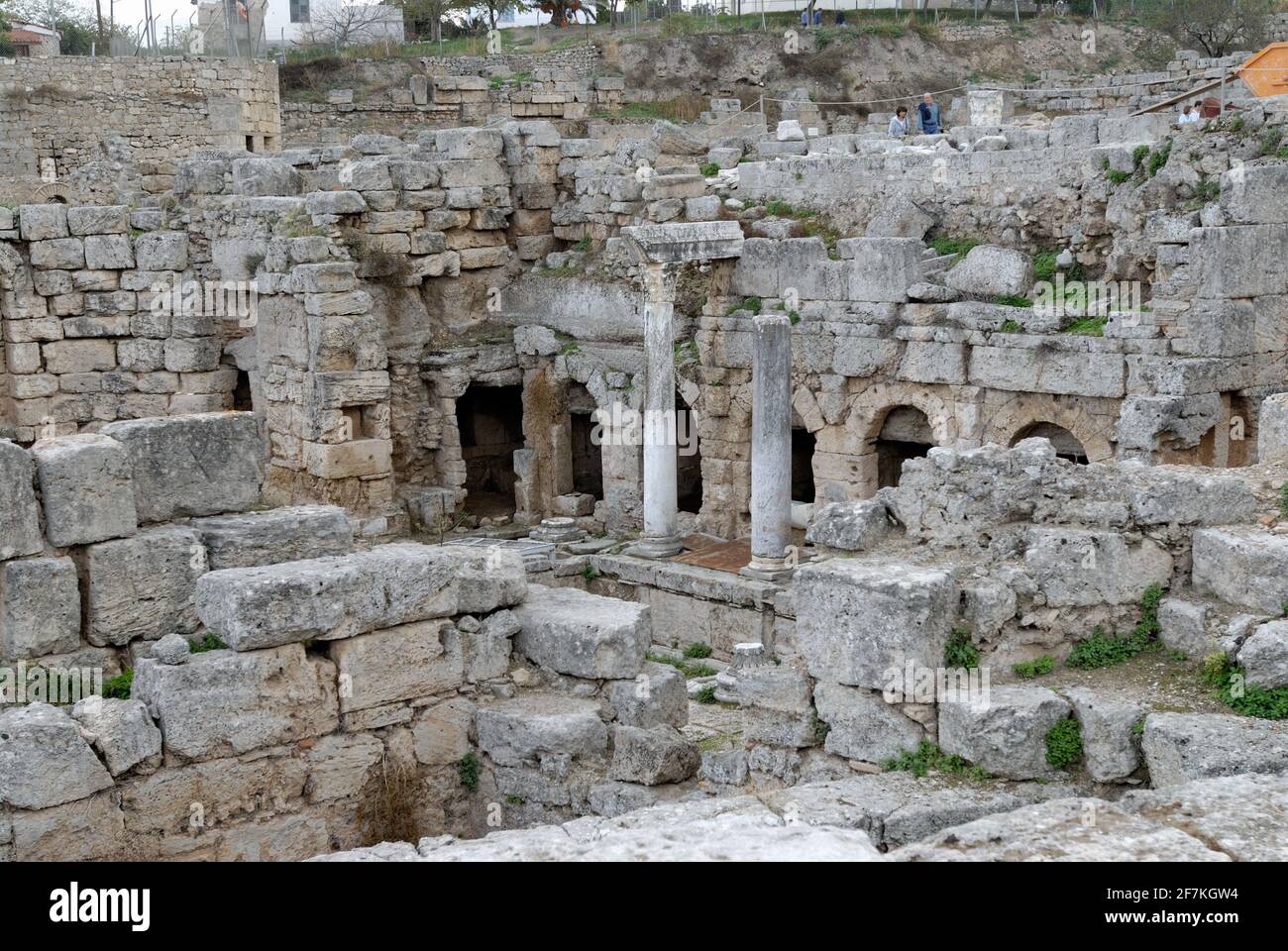 ruins of ancient Corinth, Pirene fountain, Greece, Europe Stock Photo ...