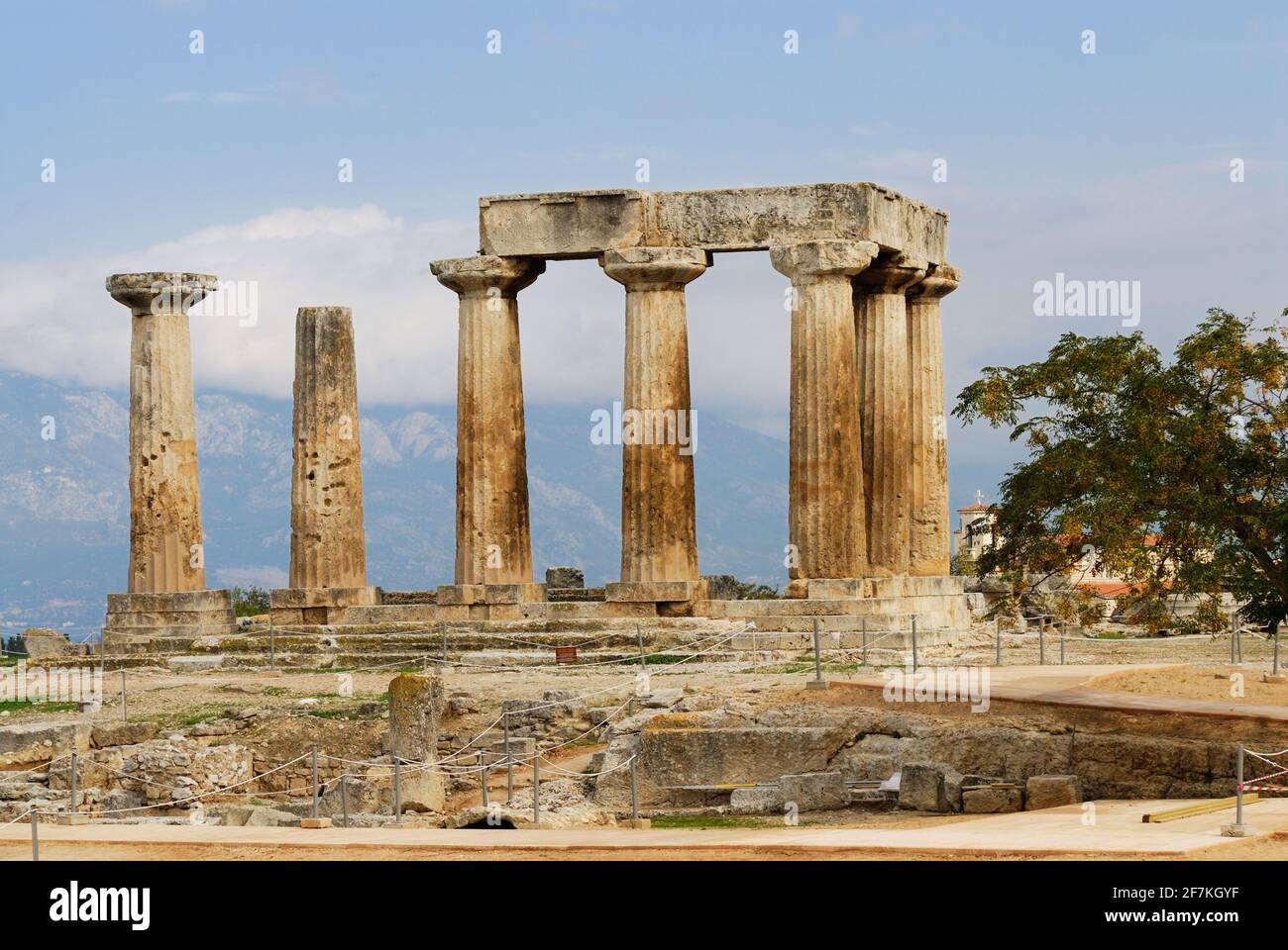 ruins of ancient Corinth, temple of Apollo,Greece, Europe Stock Photo ...