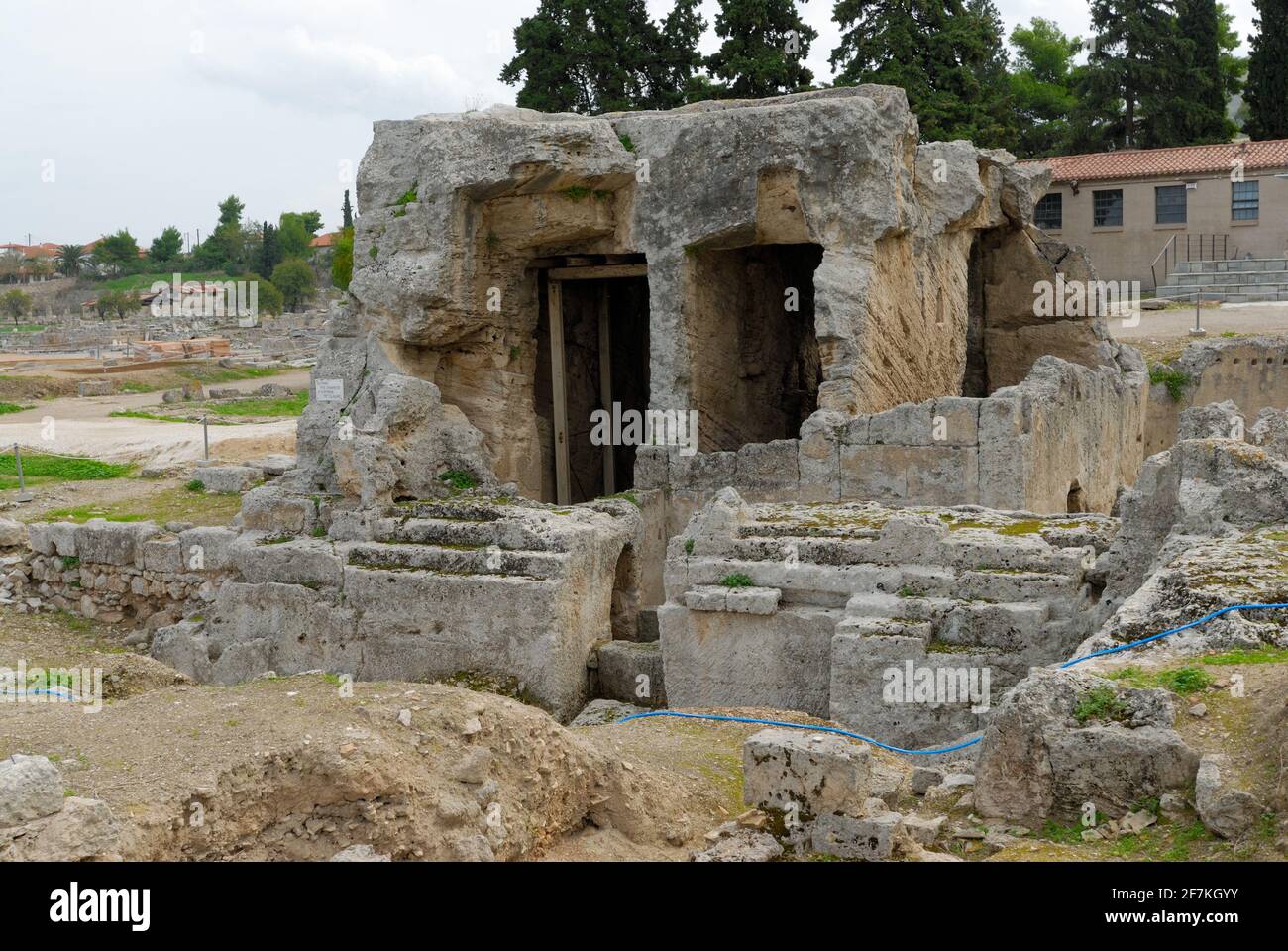ruins of ancient Corinth, house of springs, Greece, Europe Stock Photo ...