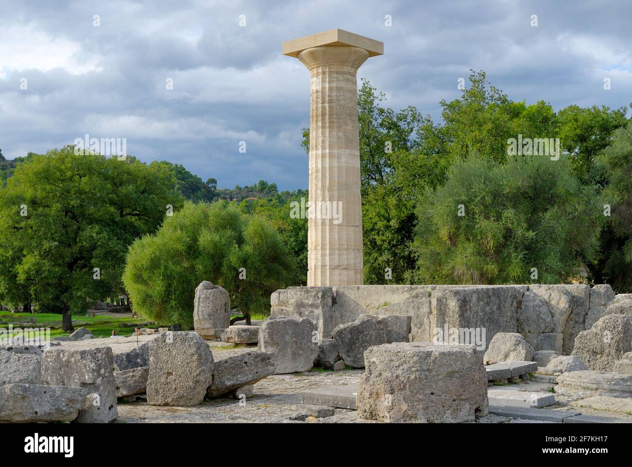 ruins of ancient Olympia, temple of Zeus, Greece, Europe Stock Photo ...