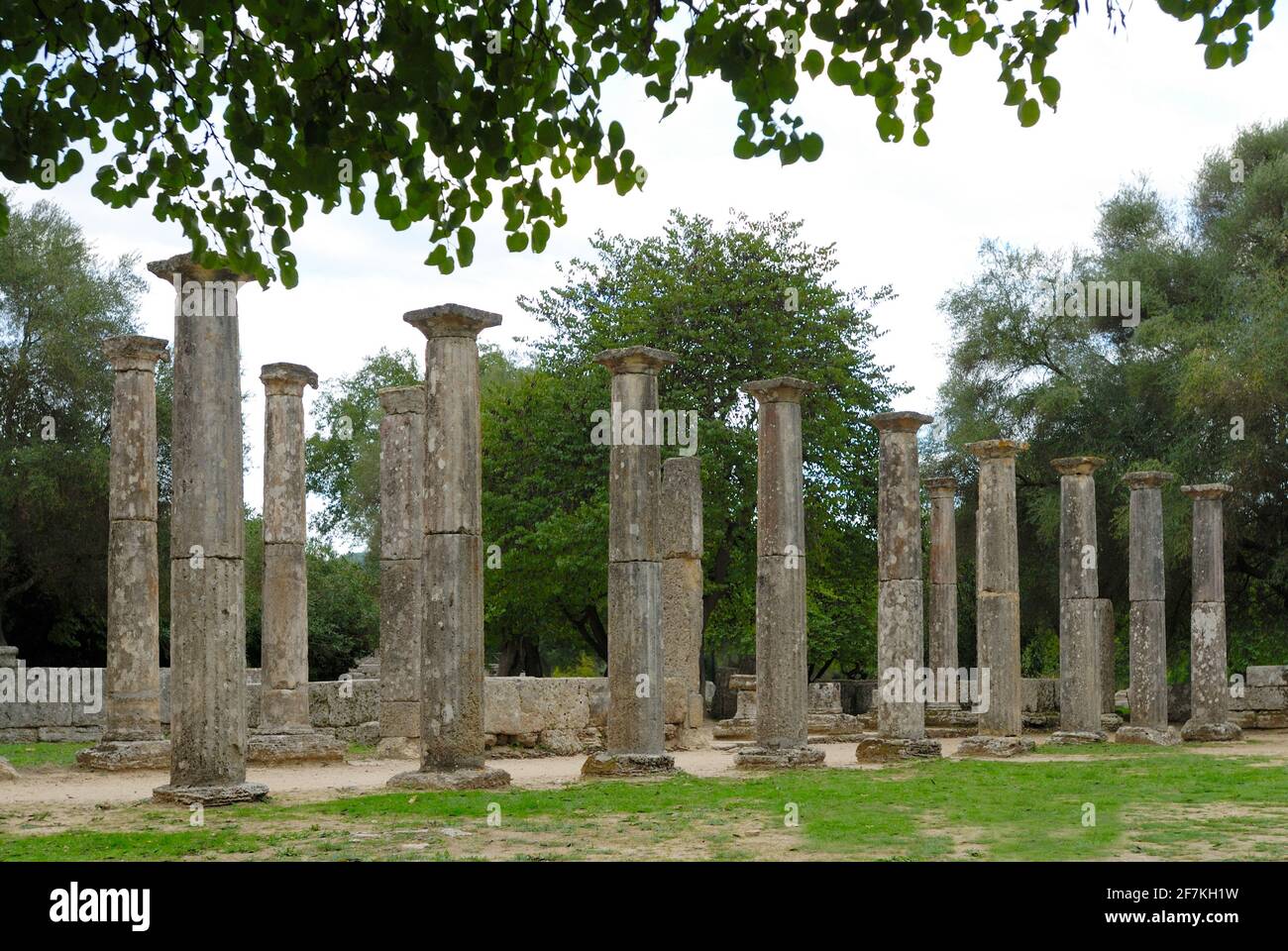 ruins of ancient Olympia, columns of Palaestra, Greece, Europe Stock ...