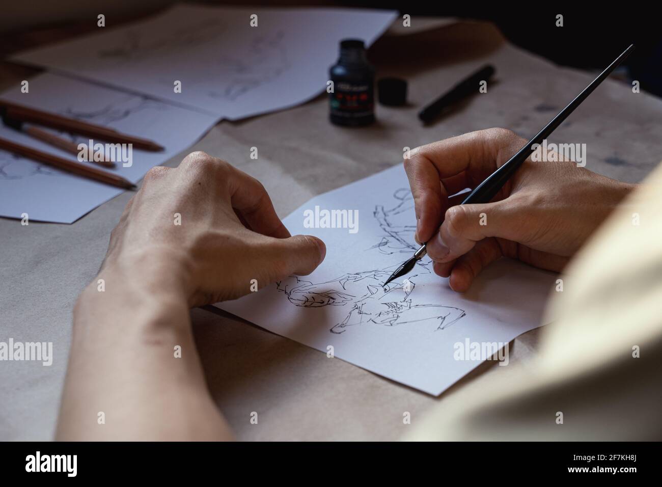 Ink drawing figures hi-res stock photography and images - Alamy
