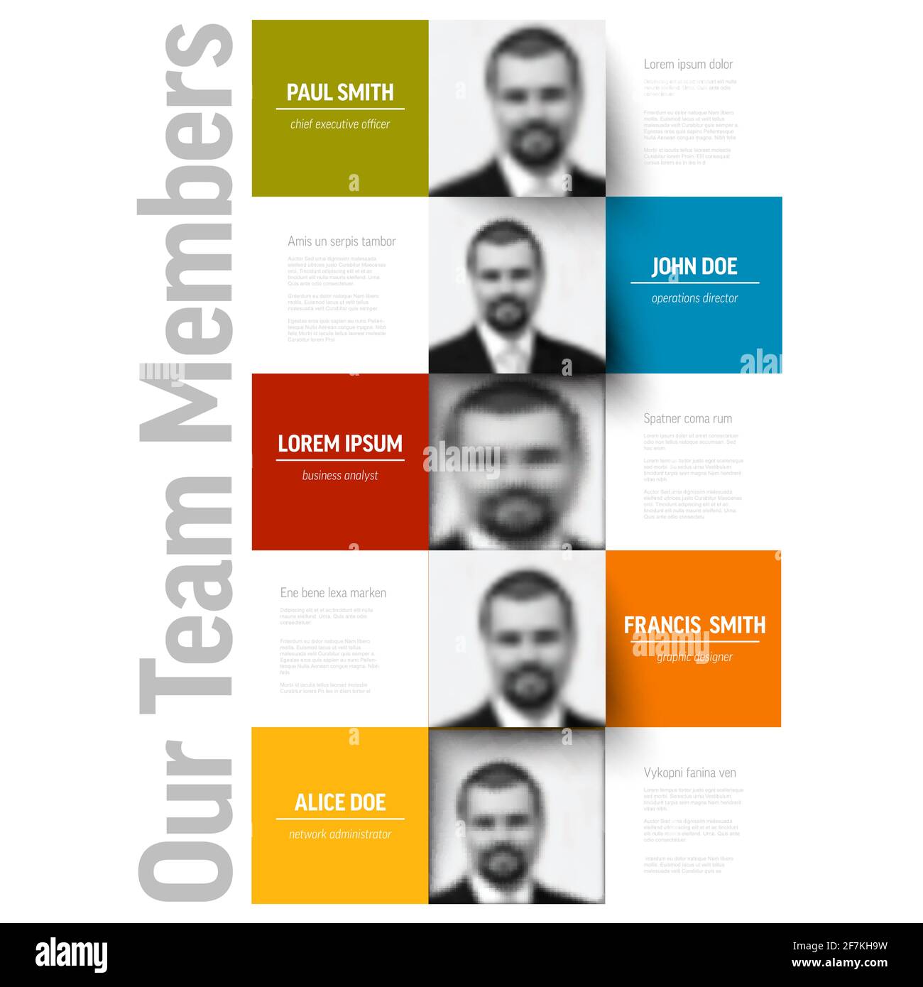 Company team members color mosaic presentation template with team ...