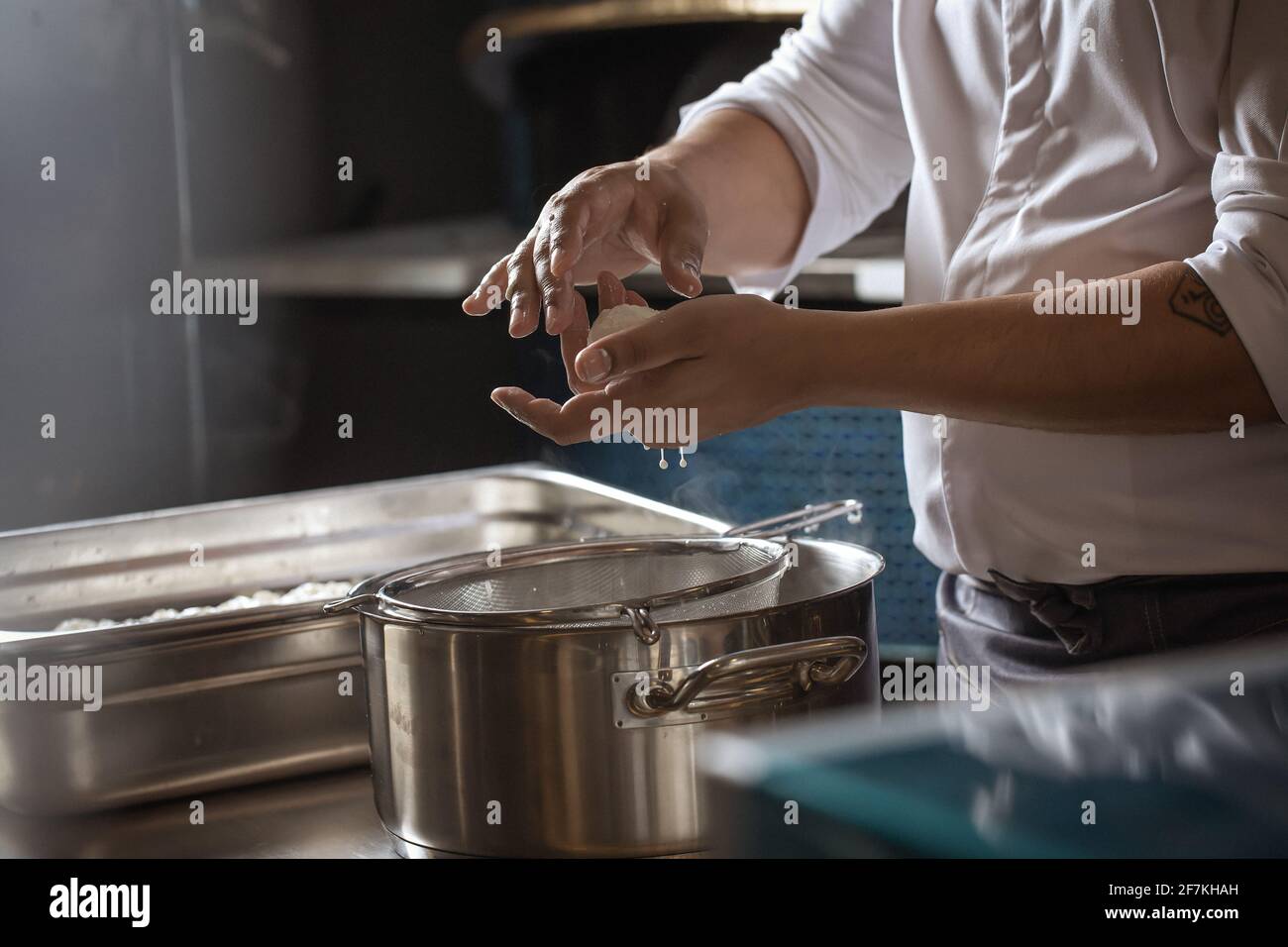 Process creating fresh mozzarella hi-res stock photography and images ...