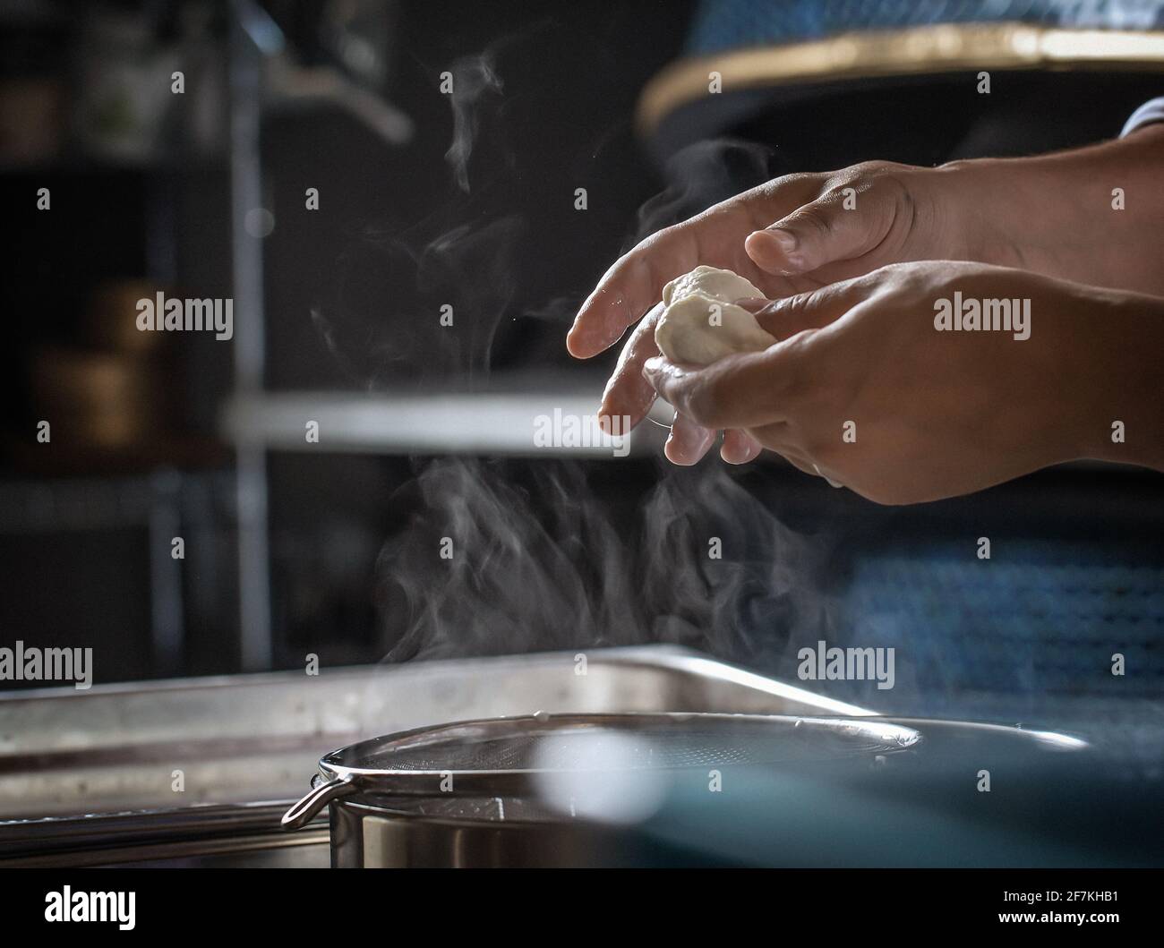 The process of creating fresh mozzarella cheese Stock Photo - Alamy