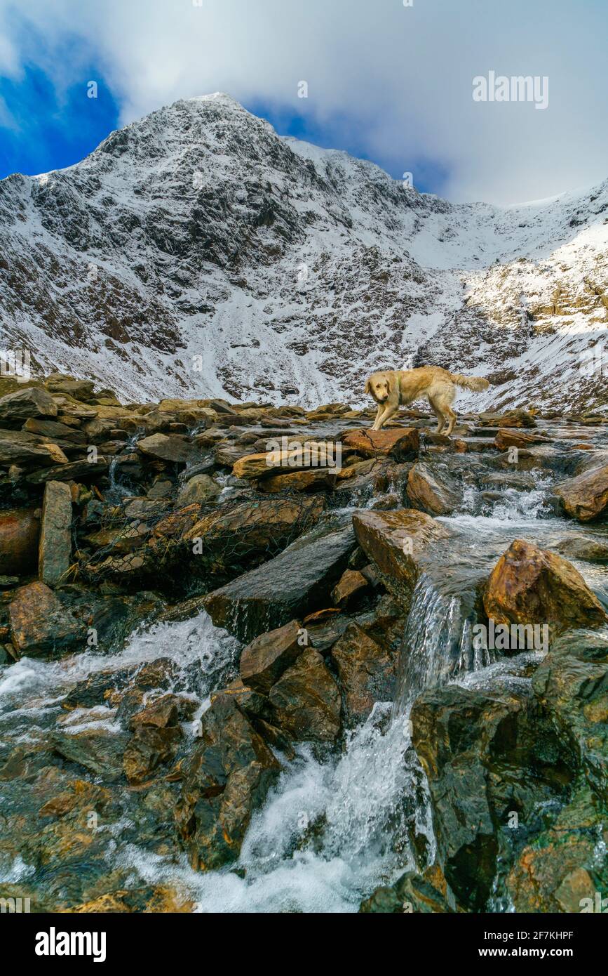 The summit of Snowdon in winter, Snowdonia National Park in North Wales ...