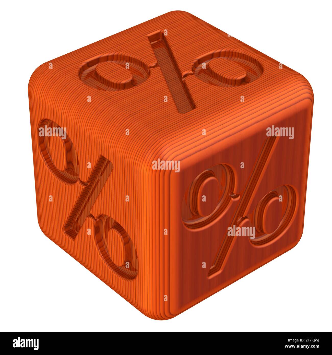 Wooden cube with percent symbols. Wooden cube with an embossed percent ...