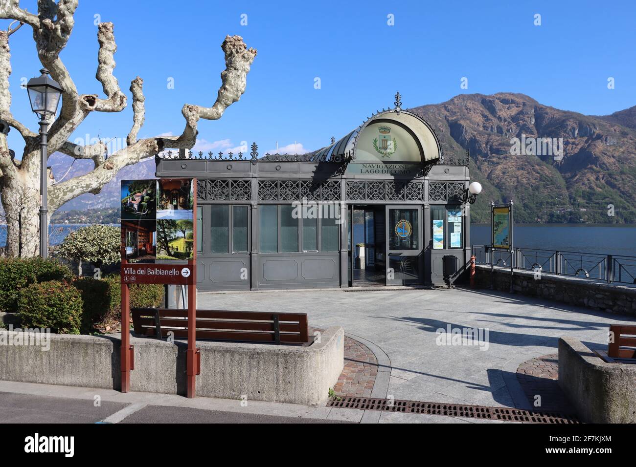 Lenno ferry terminal ticket office, lake Como, Italy Stock Photo - Alamy