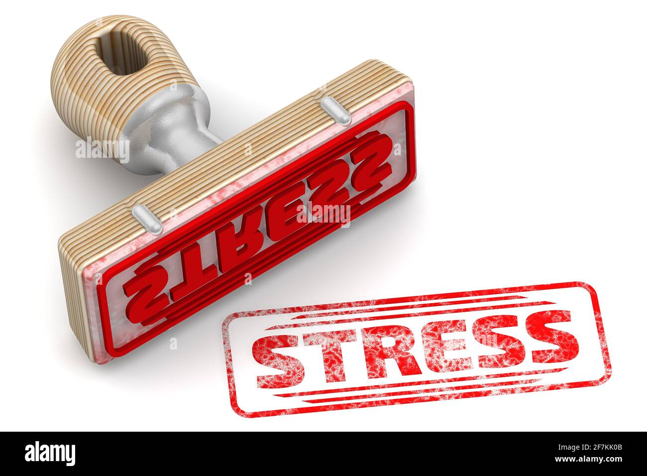 Stress. The stamp and an imprint. Rubber stamp and red imprint STRESS ...