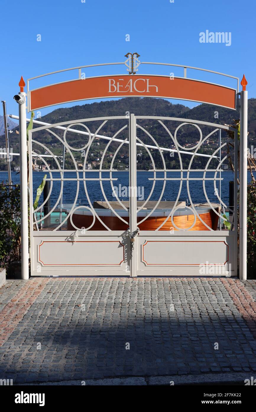 Closed beach bar on Lake Como, Italy Stock Photo - Alamy