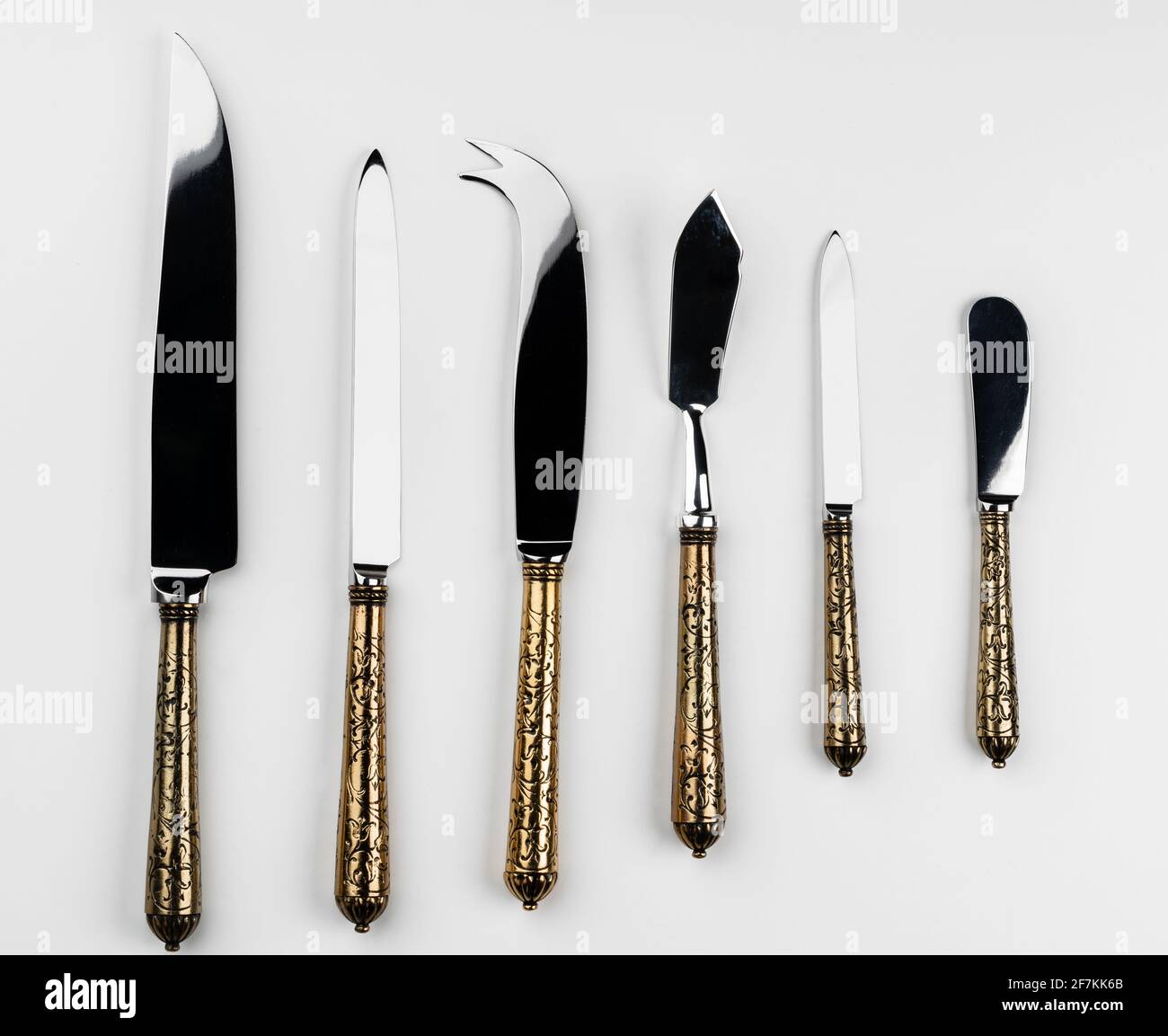 Set of knives isolated on white background Stock Photo - Alamy