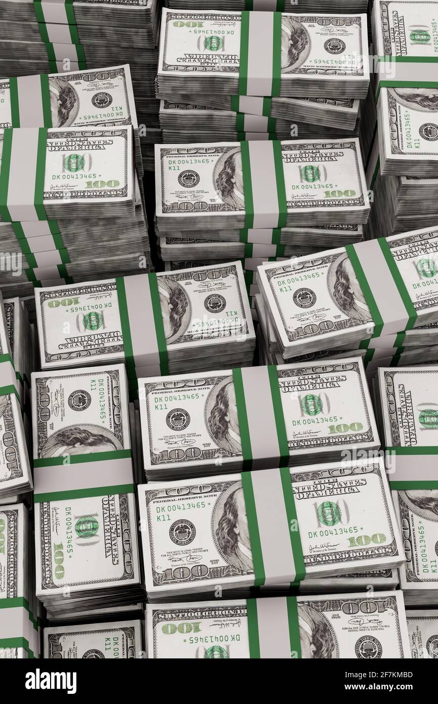 huge dollar stack isolated on white background 3d illustration Stock ...