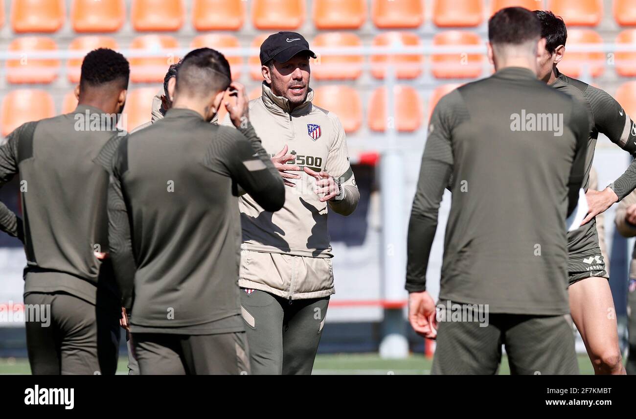 Atletico de Madrid's coach Diego Pablo Cholo Simeone during training session. April 7,2021 ...