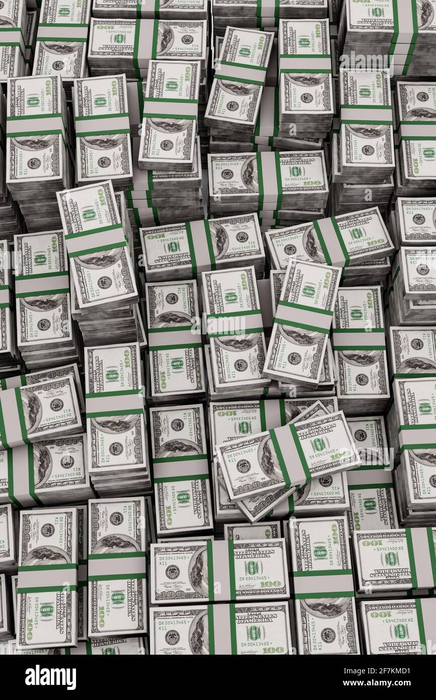 huge dollar stack isolated on white background 3d illustration Stock ...