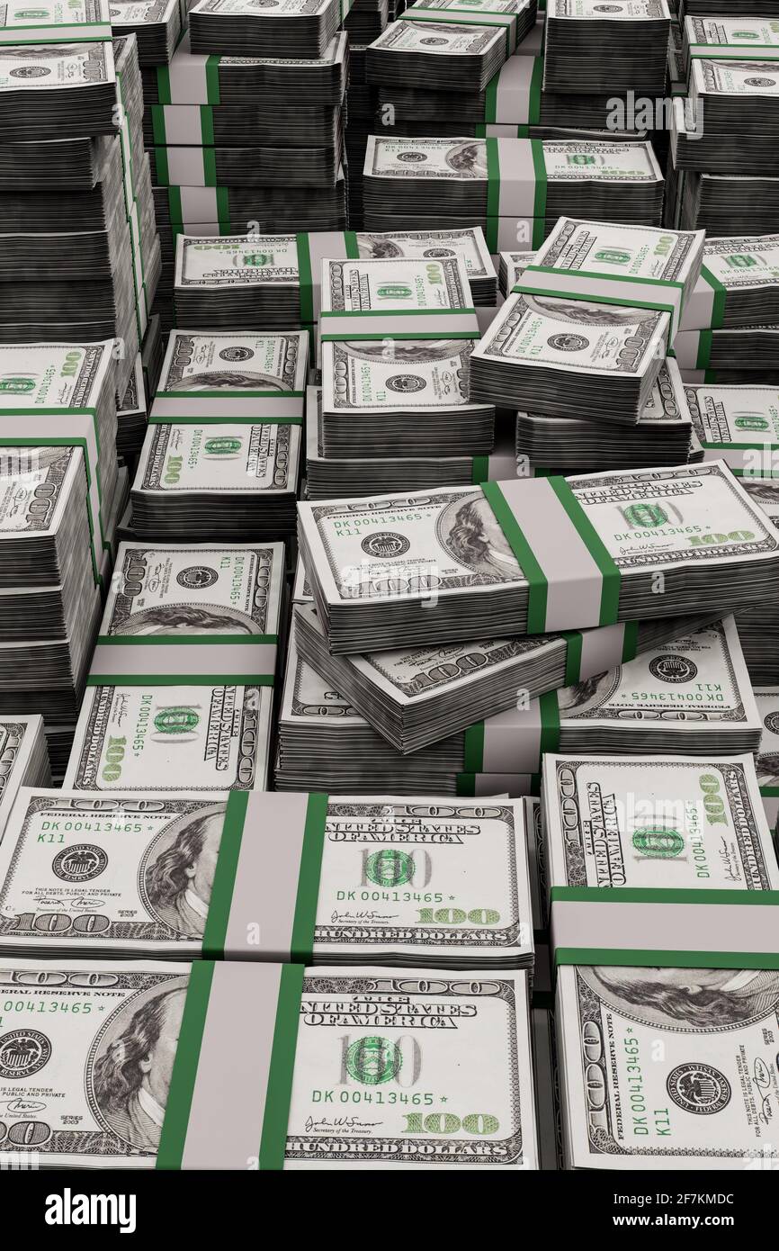 huge dollar stack isolated on white background 3d illustration Stock ...