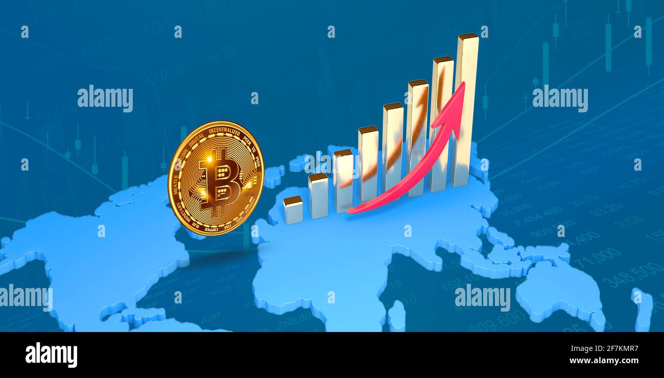 Bitcoin cryptocurrency price increase, growth. Fluctuations and ...