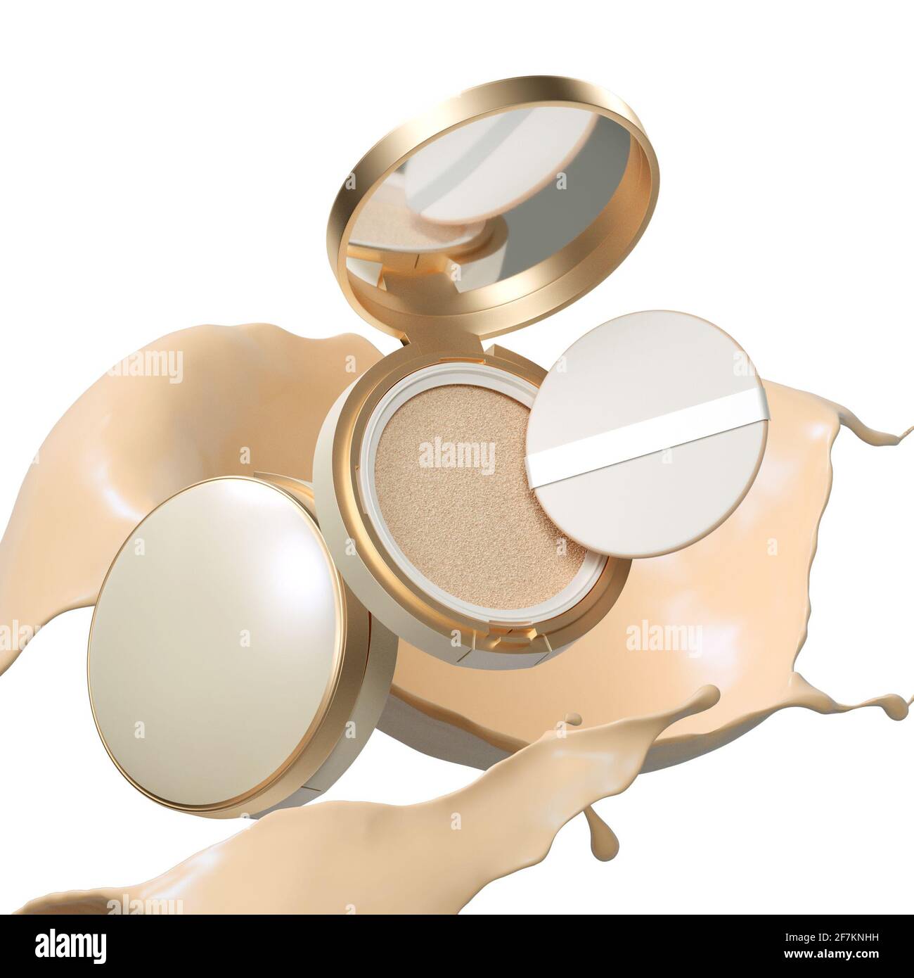 Cream face foundation powder on white background. 3d rendering Stock ...