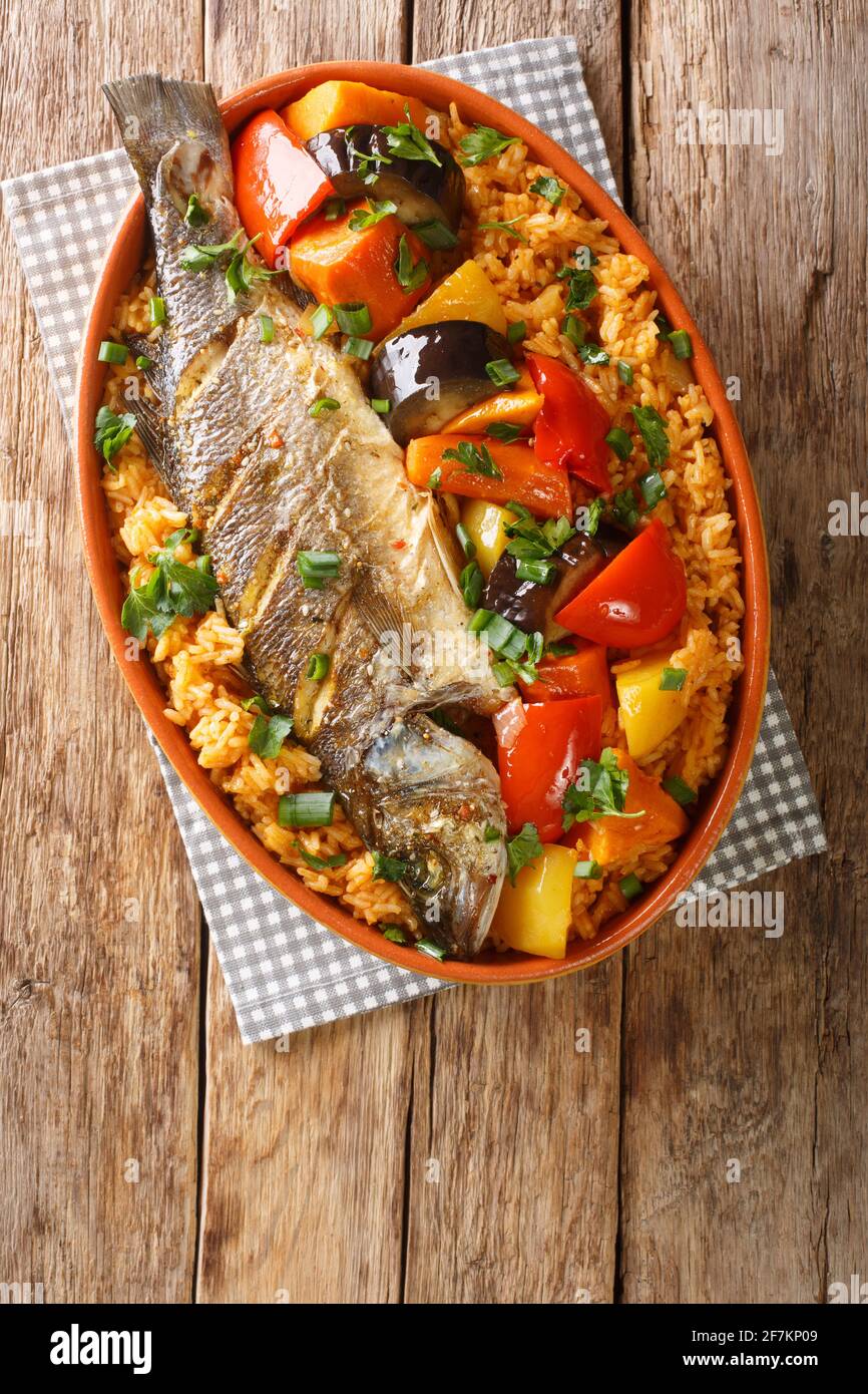 Thieboudienne Fish and Rice The National food of Senegal closeup in the ...