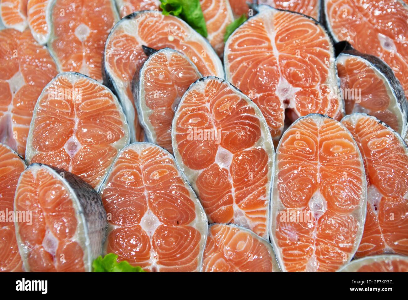 supermarket fishmonger with fresh salmon Stock Photo - Alamy