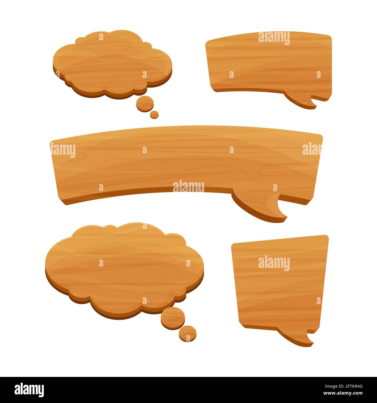 Set wooden banners, bubbles in cartoon style with place for text for ...